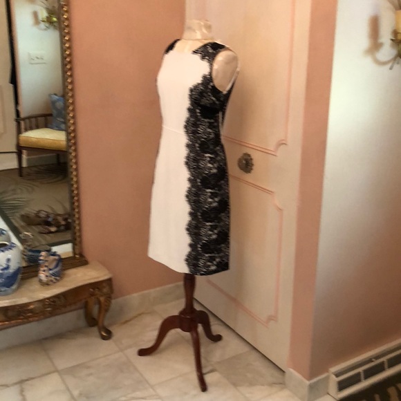 Chetta B | Dresses | Chetta B Ivory Sheath W Black Lace Detail | Poshmark
